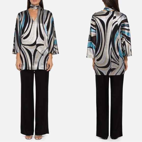 St. John Collection | Tops | St John Collection Marbled Retro Tie Neck ...